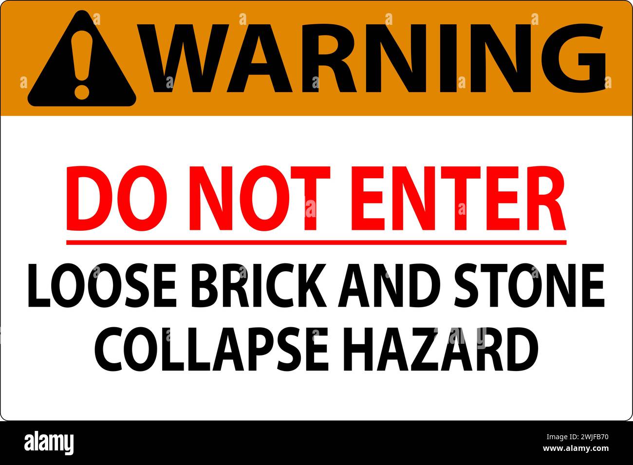 Warning Sign, Do Not Enter, Loose Brick And Stone Collapse Hazard Stock ...