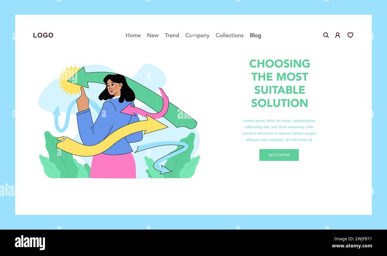 Choosing the most suitable solution concept. Confident woman selecting ...