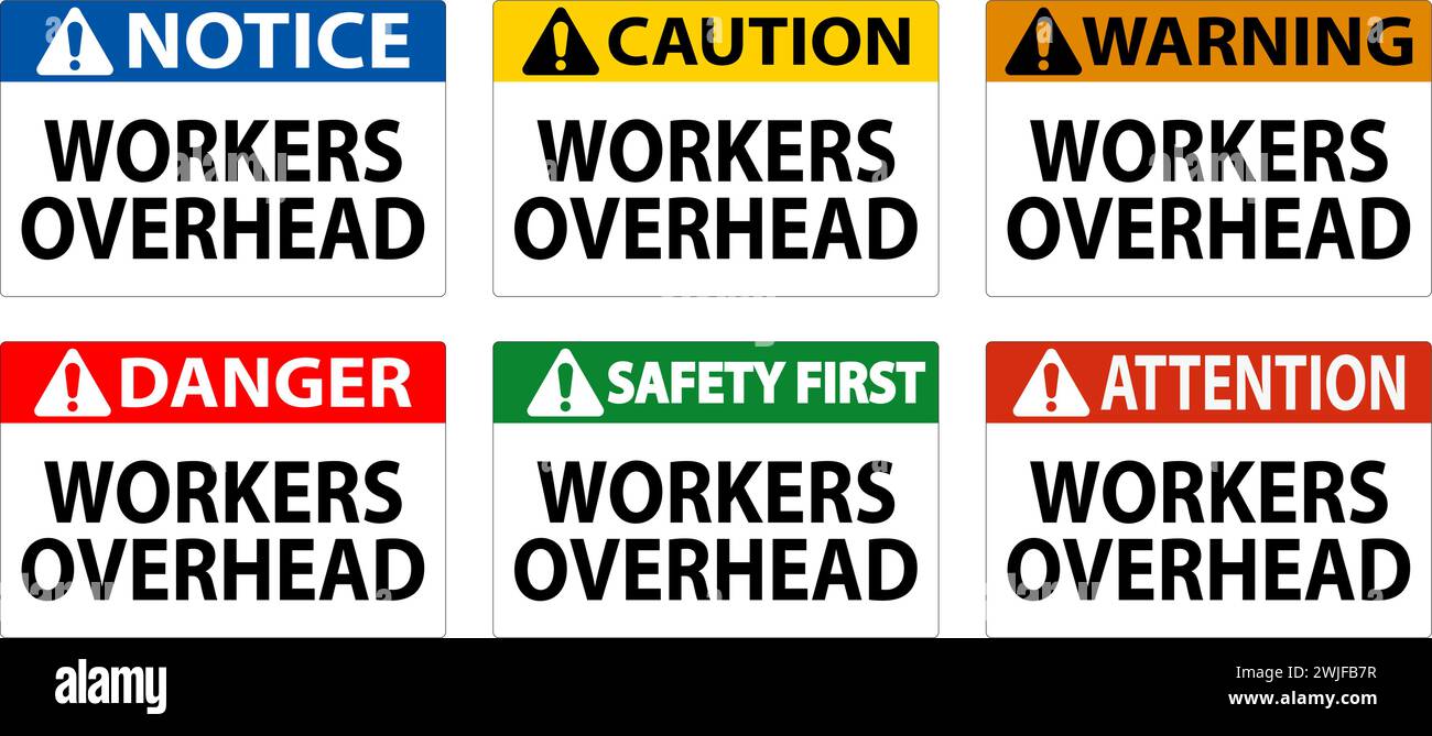 Warning Falling Debris Sign, Workers Overhead Falling Objects Stock ...