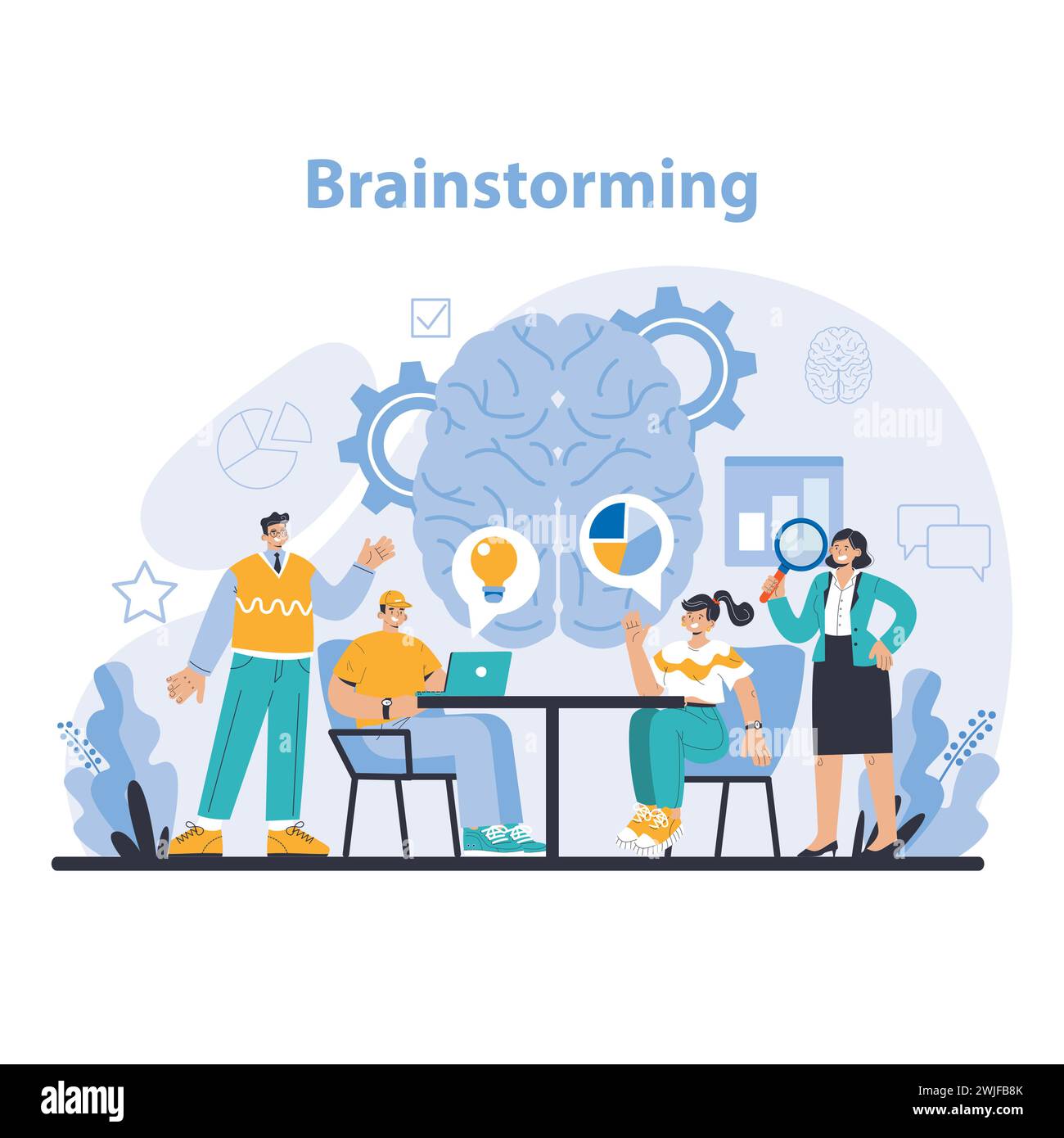 Brainstorming concept. Creative team generating ideas with dynamic ... Brainstorming concept. Creative team generating ideas with dynamic ...