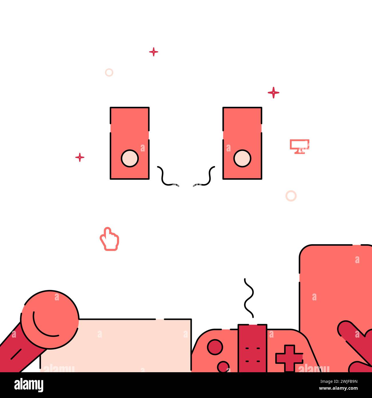 Speakers, music filled line vector icon, simple illustration, related ...