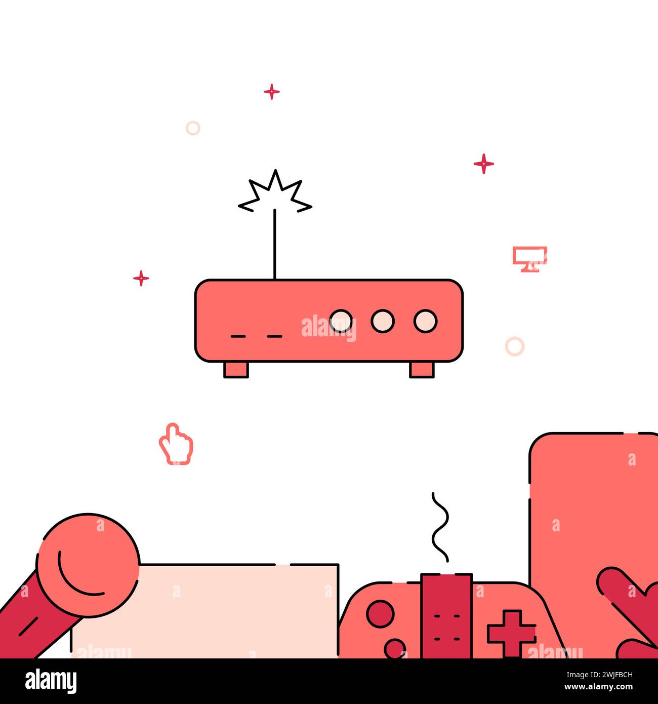 Router, internet filled line vector icon, simple illustration, related ...