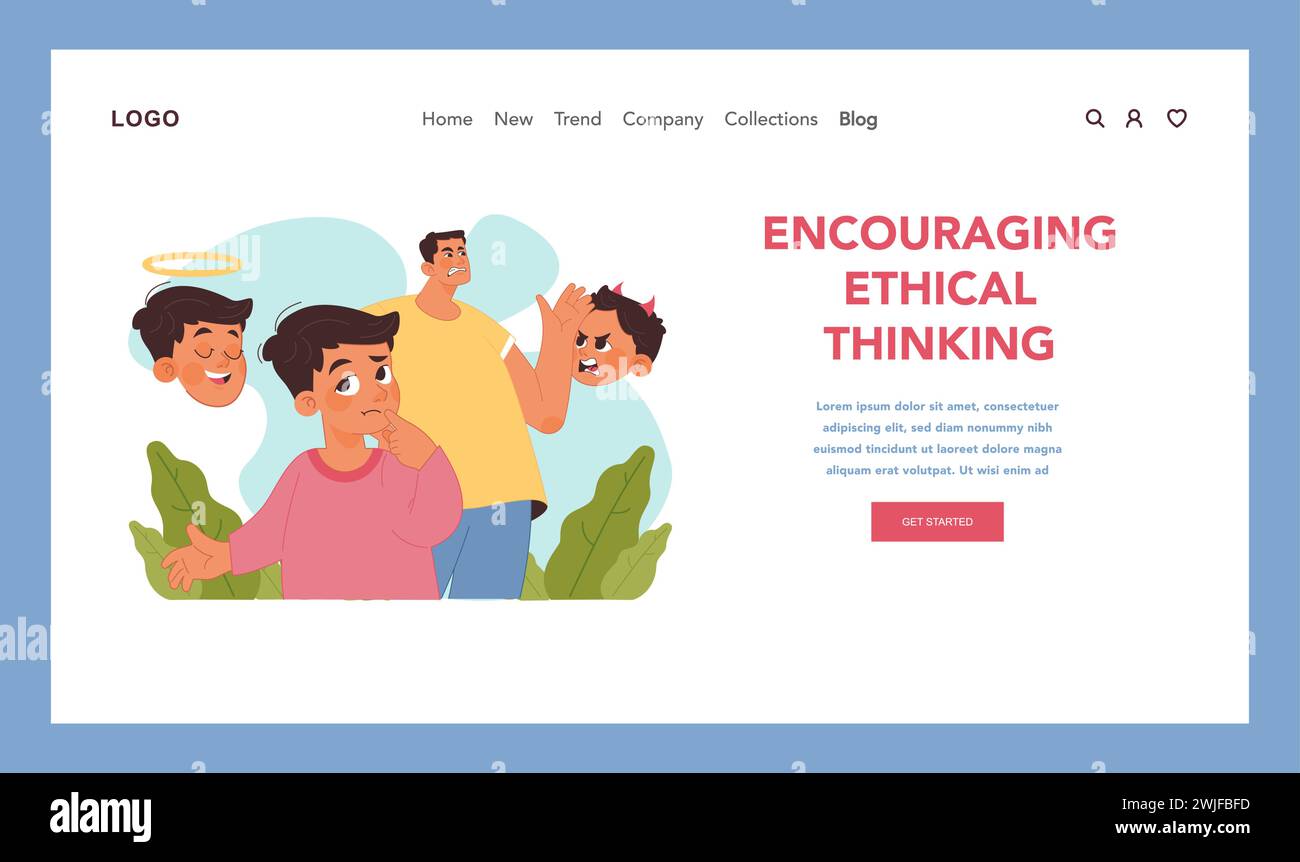 Ethical development concept. Child contemplating right and wrong ...