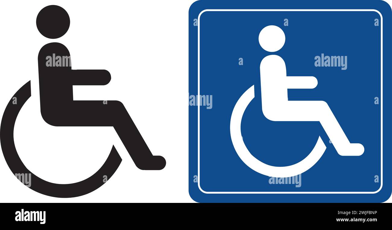 Disable person sign on white and blue background with copy space Stock ...
