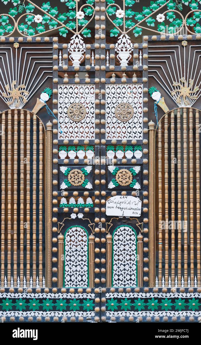 The ornate gate of the Bada Imambara Shia mosque in the Leh City Market ...