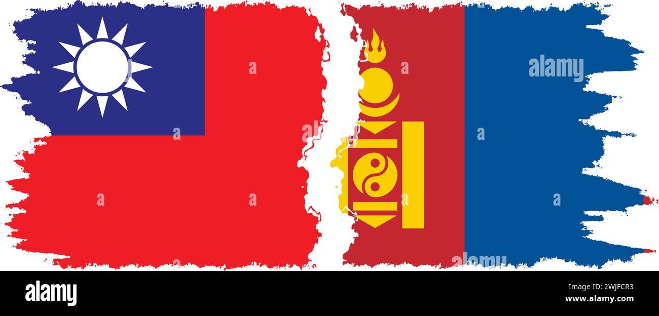 Mongolia and Taiwan grunge flags connection, vector Stock Vector Image ...