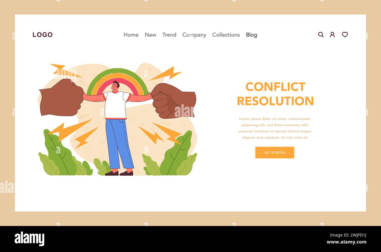 Conflict resolution concept. Individual mediates between opposing ...