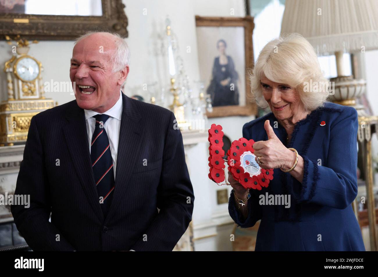 Britian's Queen Camilla, right, stands next to the President of The ...