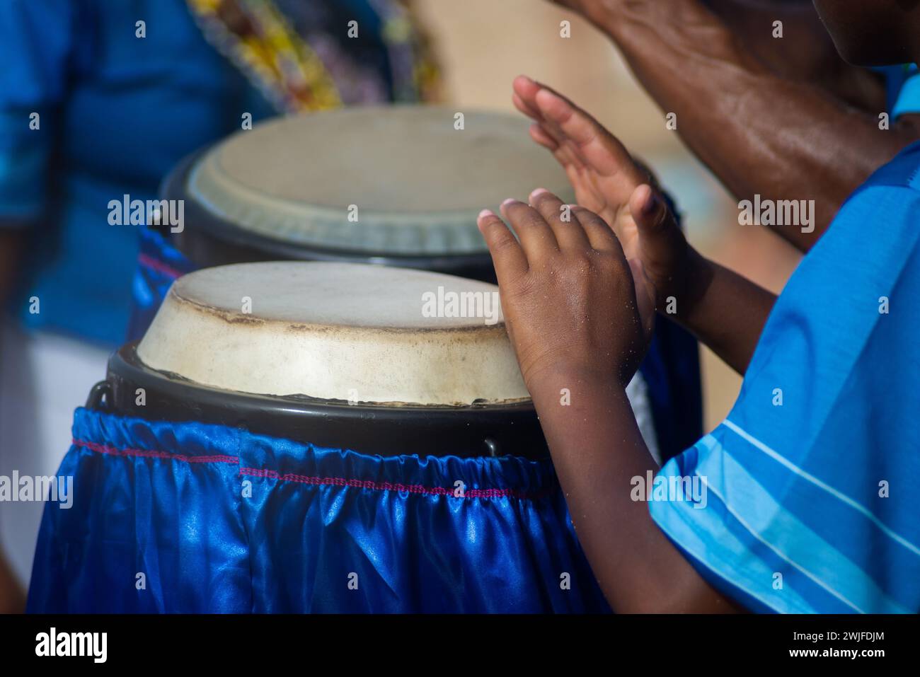 Percussionist hands playing atabaque. musical rhythm. African music ...