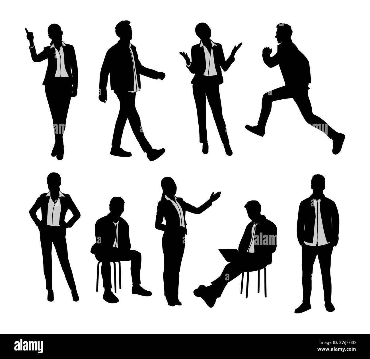 Business man woman walking side view Stock Vector Images - Alamy