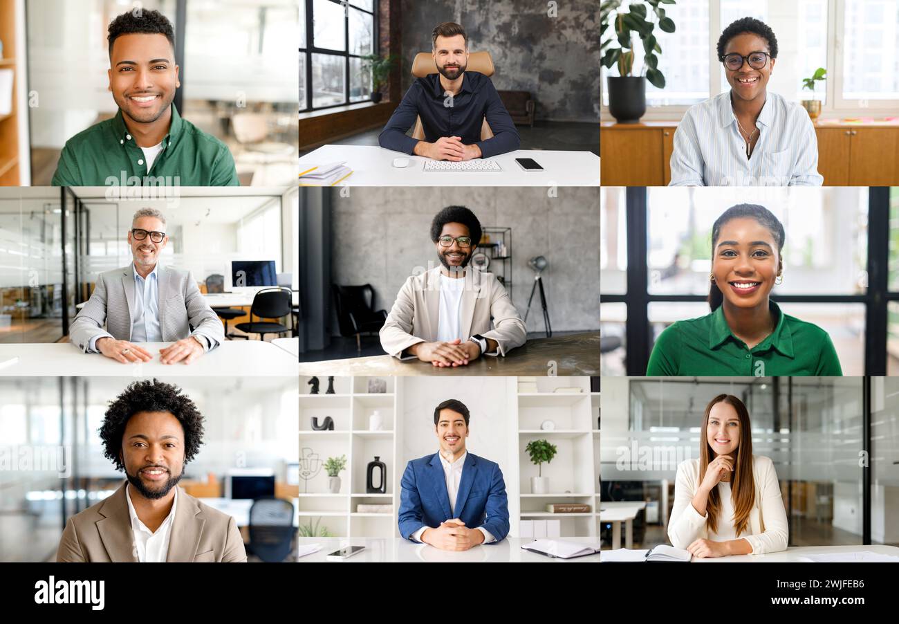 A diverse group of professionals in a modern office environment, each ...