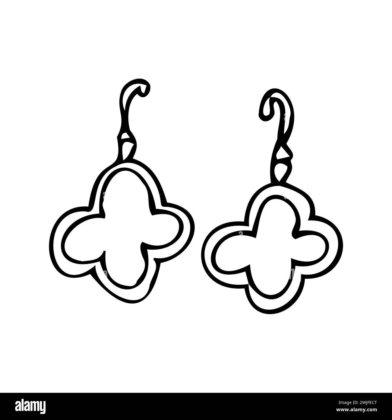 Hand drawn clover earrings doodle vector illustration. Can used for ...