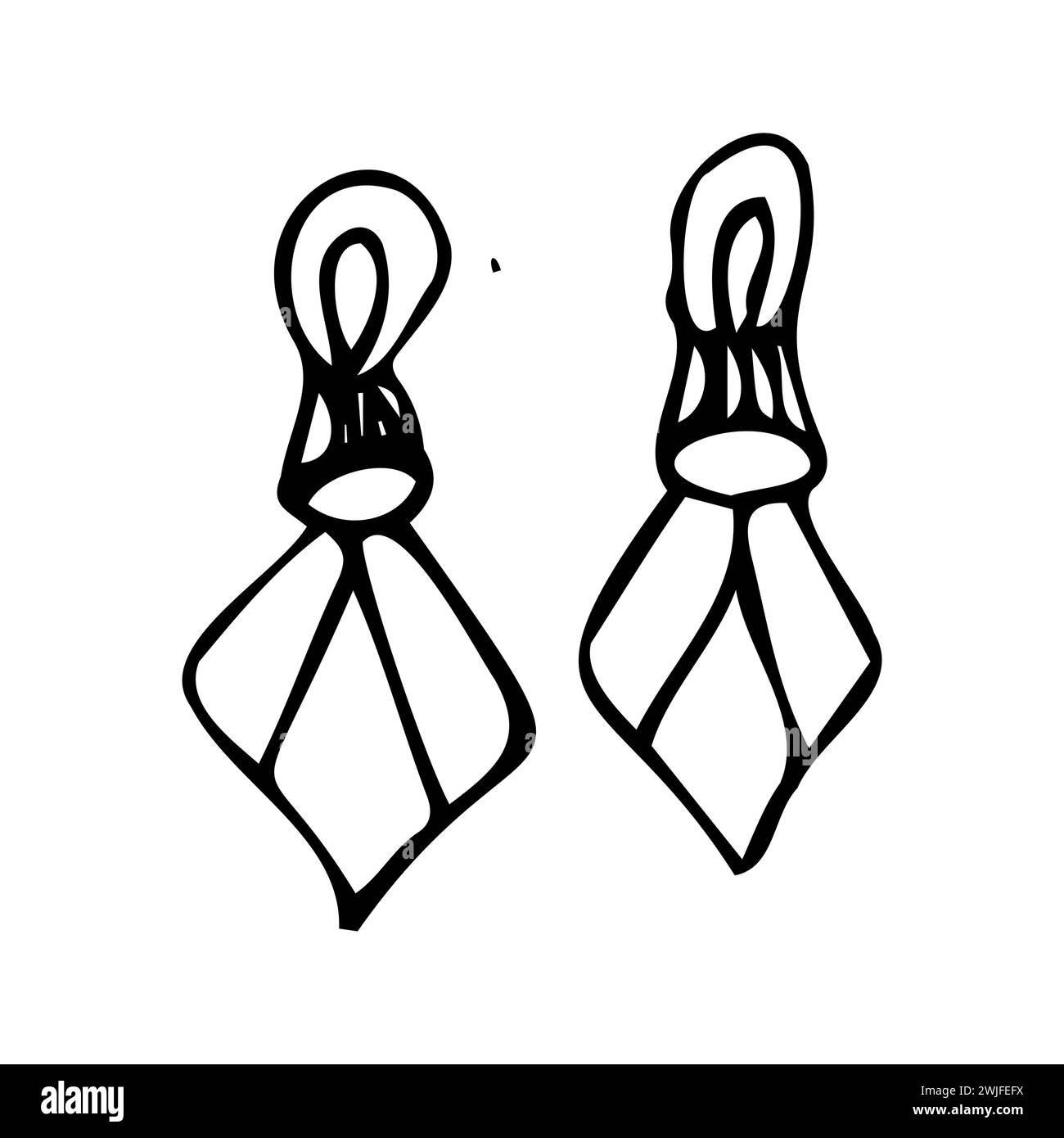 Hand drawn diamond earrings doodle vector illustration in romb shape ...