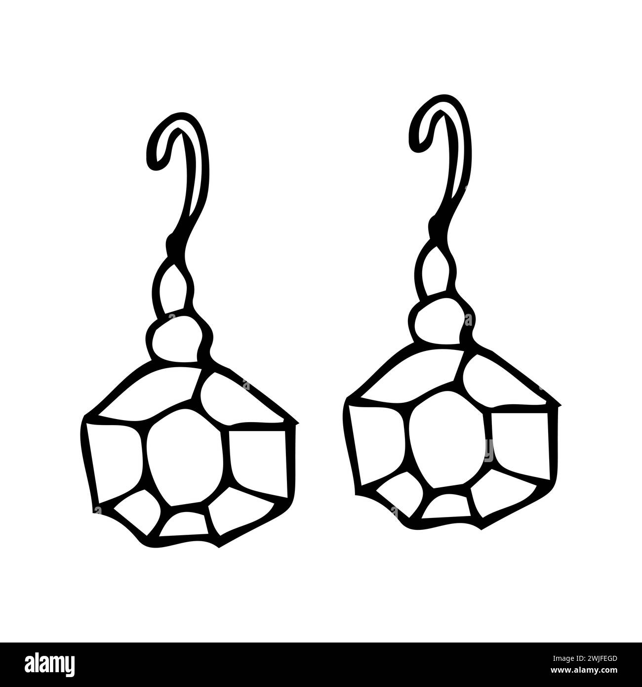 Hand drawn doodle - diamond earrings vector illustration. Can used for ...