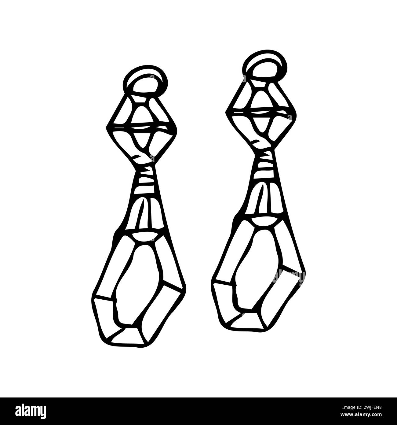 Hand drawn diamond earrings doodle vector illustration. Can used for ...