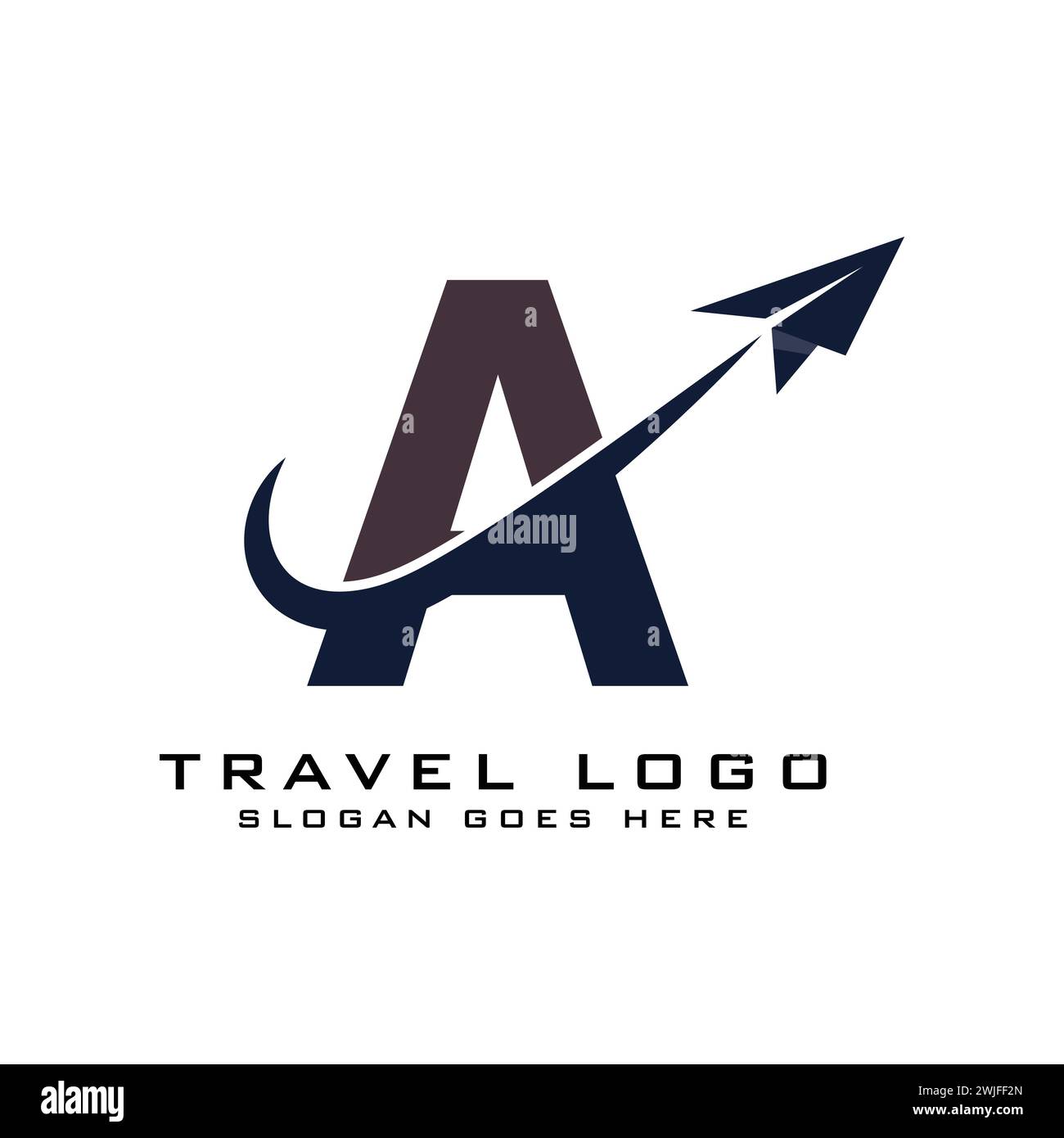 Letter A Travel Logo icon Design with plane graphic element for travel ...