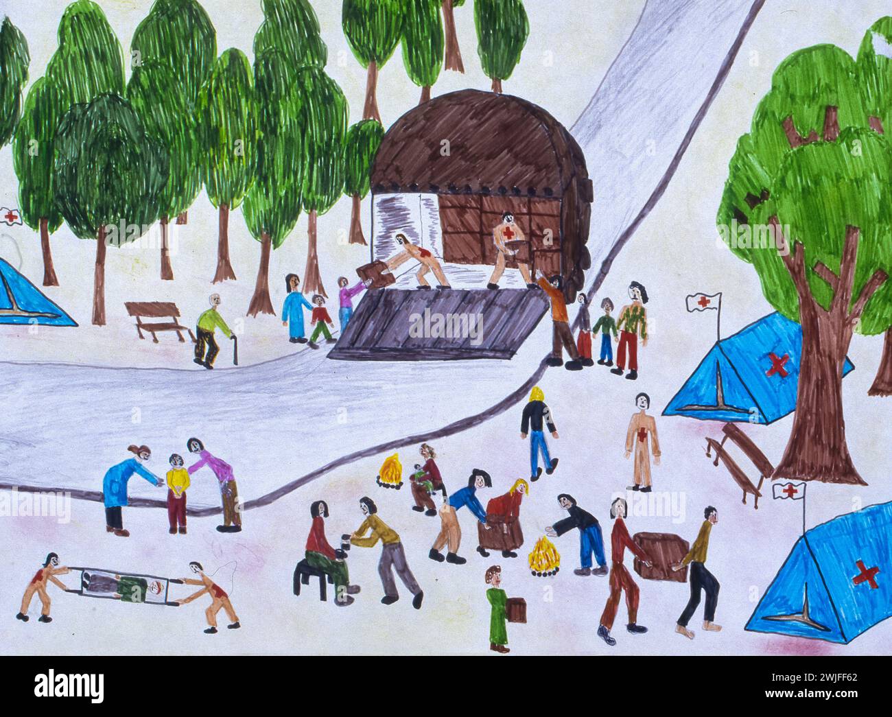 Child refugees processing hi-res stock photography and images - Alamy