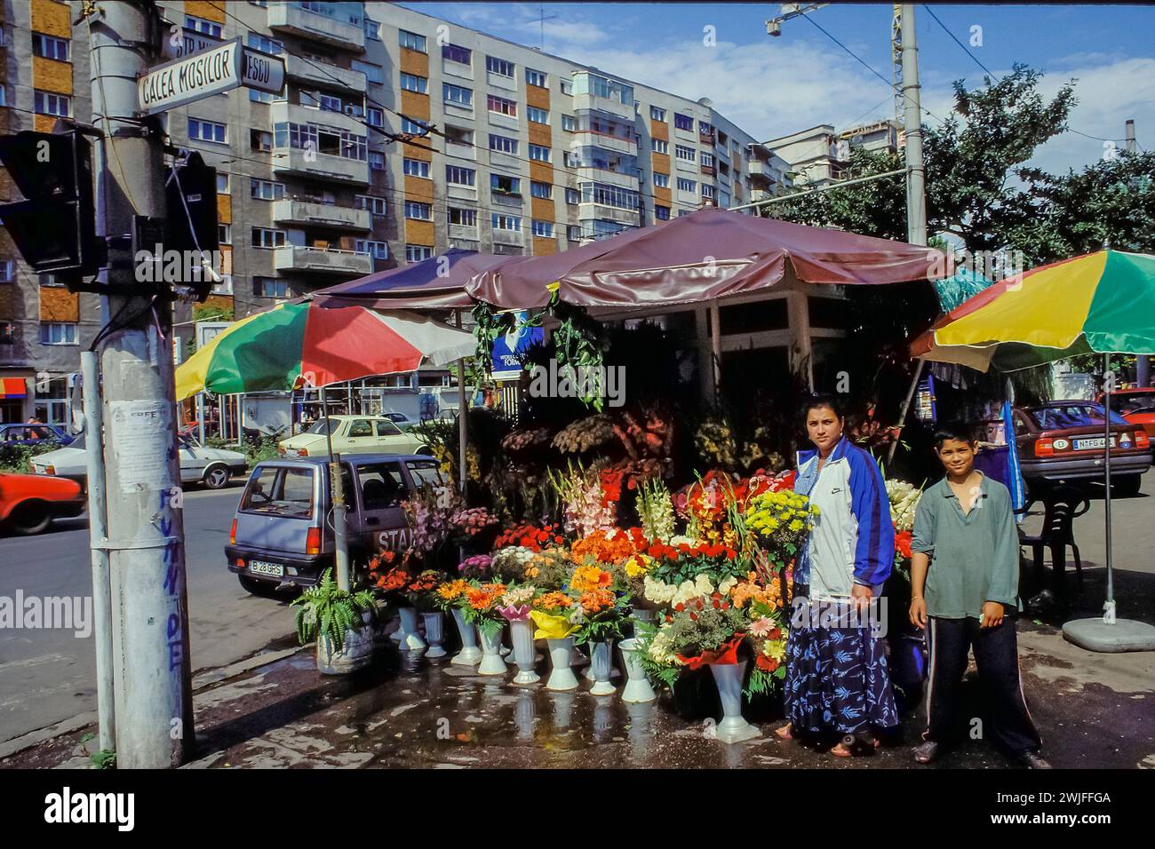 Romania, flower kiosk in the centre of Bucharest Stock Photo - Alamy