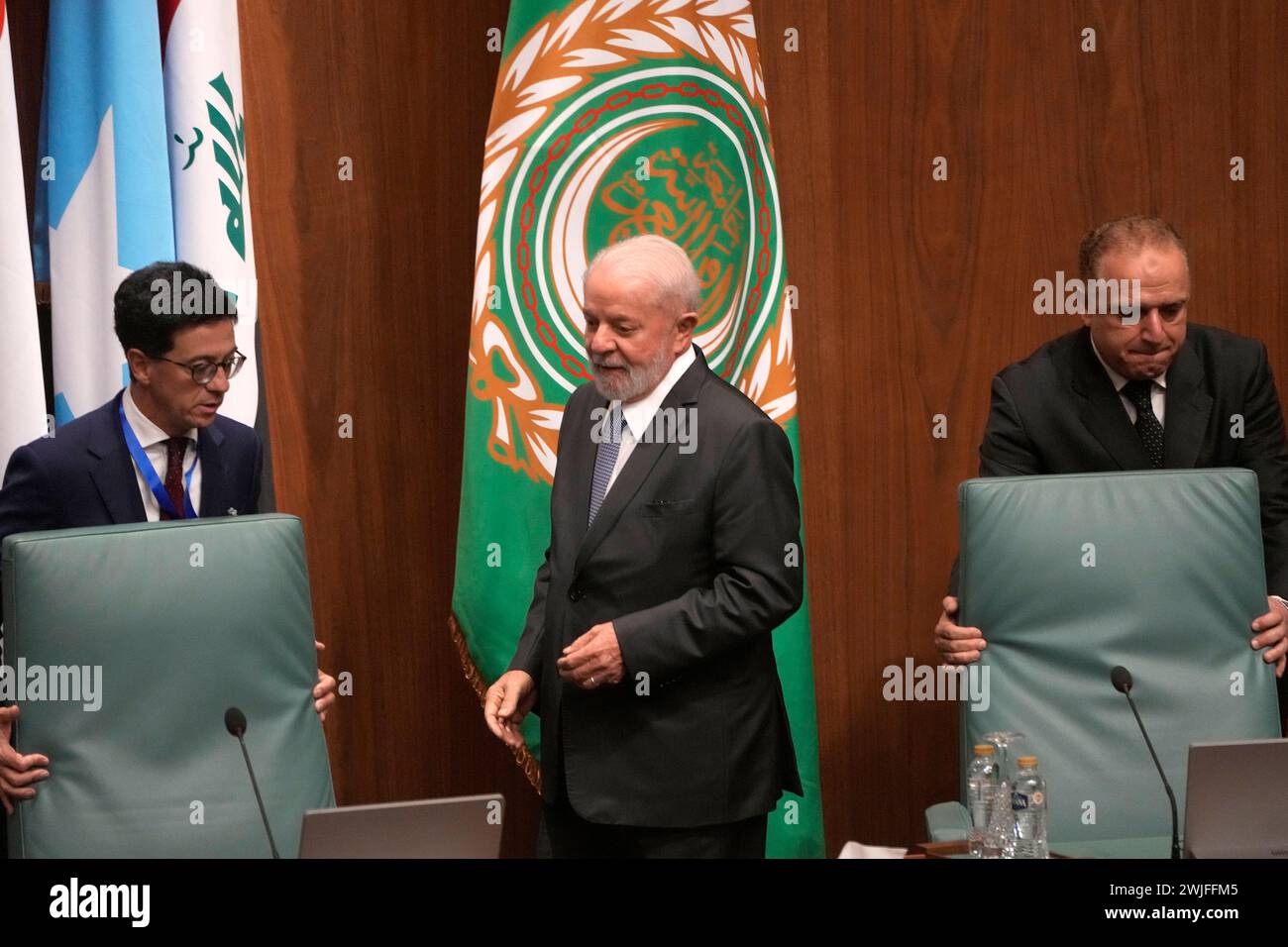 Brazilian President Luiz Lula da Silva prepares to give a speech at the ...