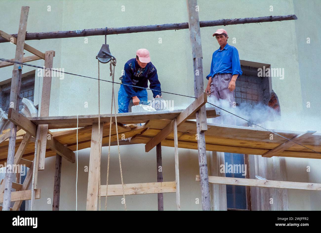 Romania, Bucharest, construction site of a new housing project ...