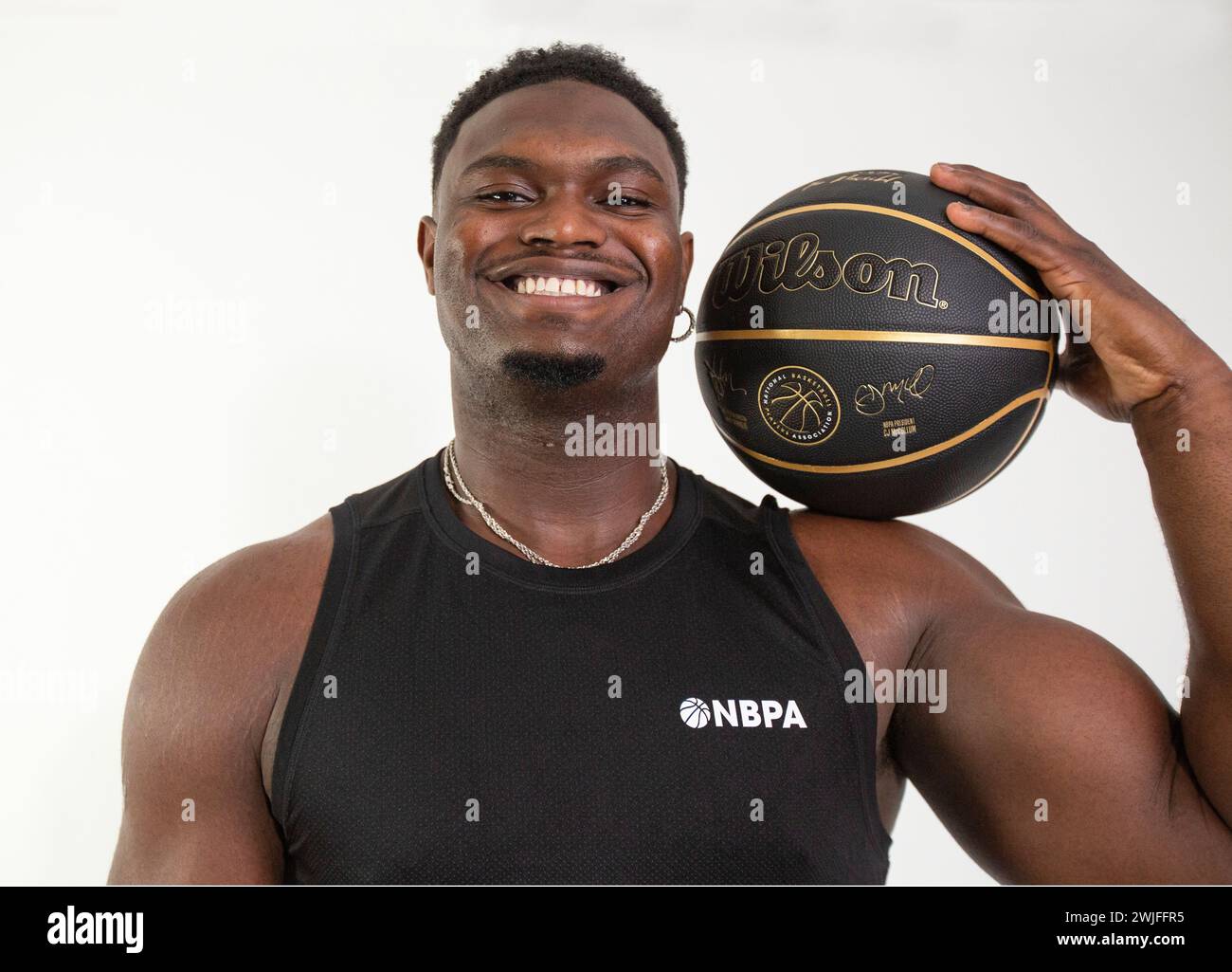 New Orleans Pelicans forward Zion Williamson poses for a portrait on ...