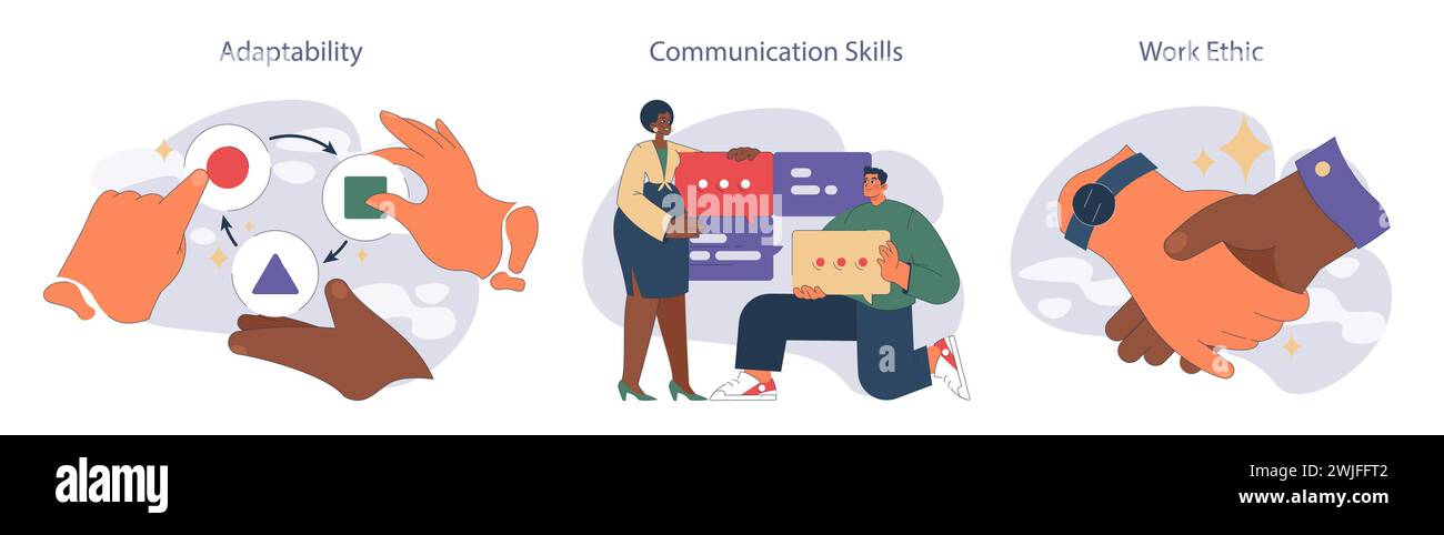 Soft Skills Set Highlighting Adaptability Communication And Work