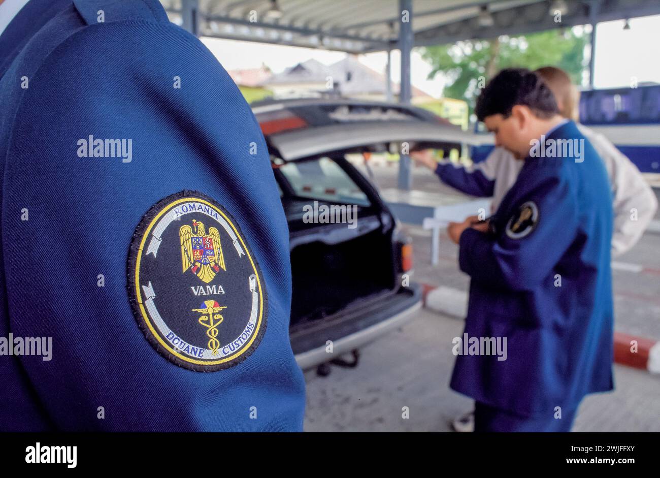 Romania, Satu Mare. Customs control at the Hungarian border Stock Photo ...