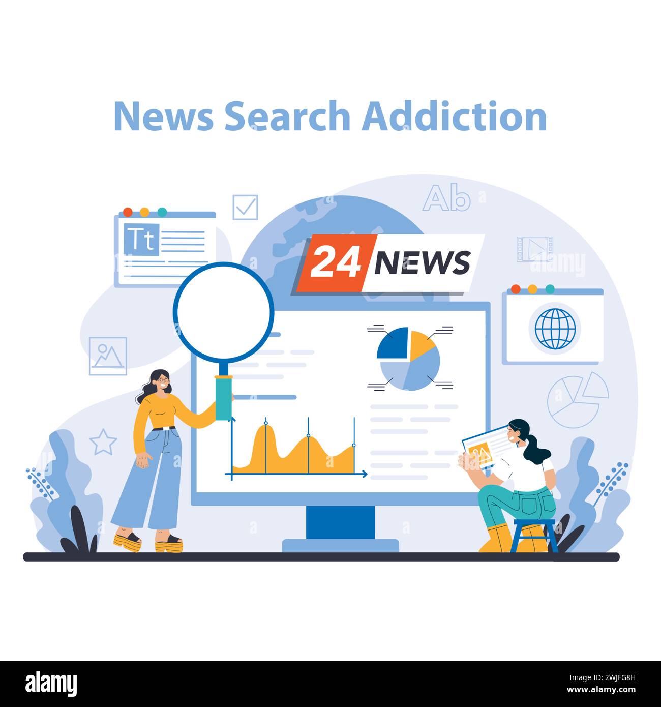 Internet addiction concept. This illustration critiques the obsession ...