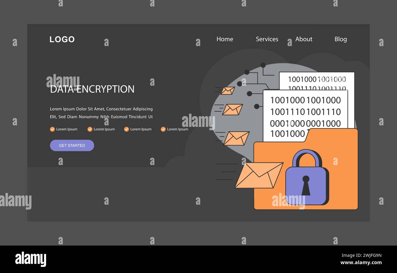 Secure Communication Web Banner Or Landing Page Dark Or Night Mode Advanced Data Encryption