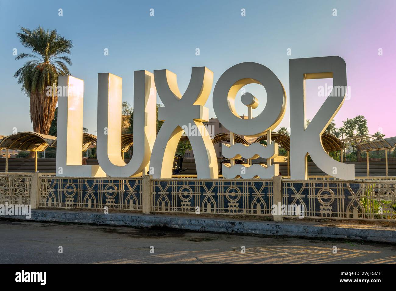 Luxor welcome sign, in a street of Luxor, travel an tourism in Egypt ...