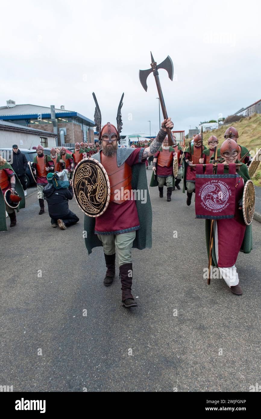 2024 Guizer Jarl John Robert leads his squad through Shetland town ...