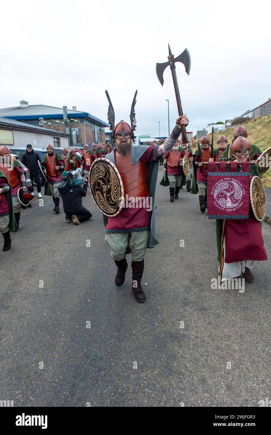 2024 Guizer Jarl John Robert leads his squad through Shetland town ...