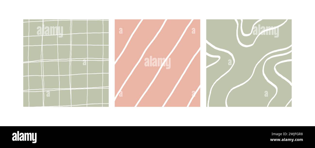 Simple Geometric Hand Drawn Irregular Patterns. Colored Doodle ...