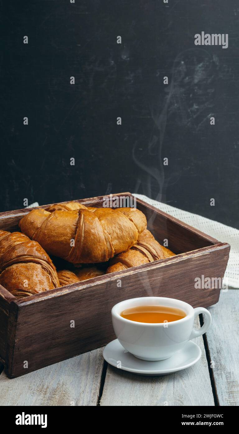 French croissants. Delicious and sweet bread croissants. Sweet ...