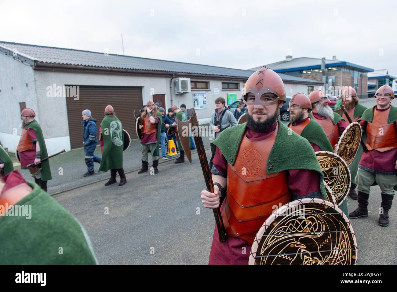 2024 Guizer Jarl John Robert leads his squad through Shetland town ...