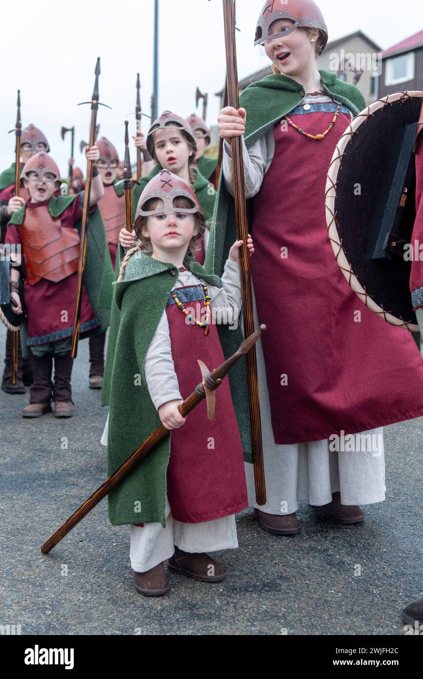 2024 Guizer Jarl John Robert leads his squad through Shetland town ...