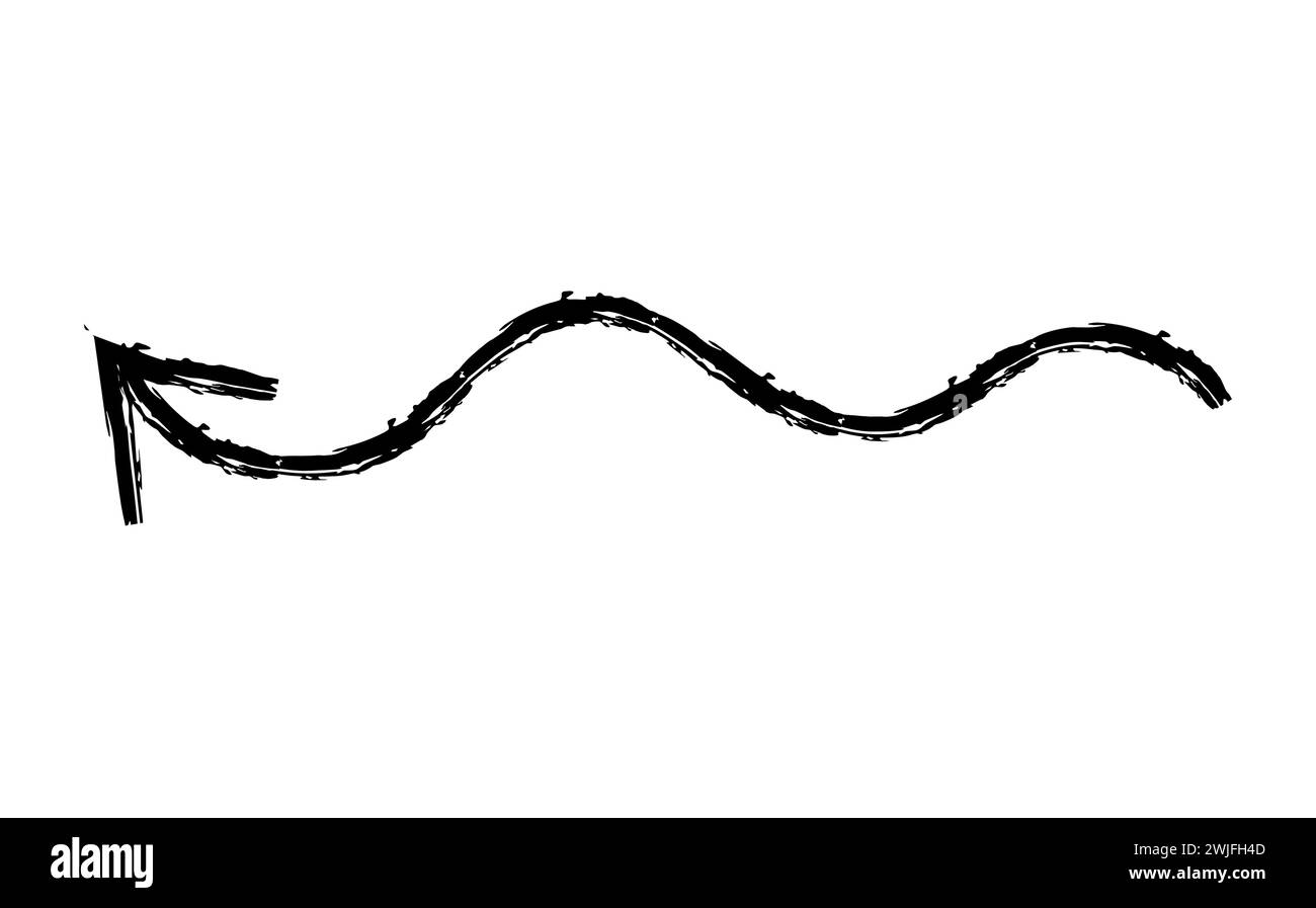 Hand drawn crayon chalk charcoal line arrow. textured arrow isolated on ...