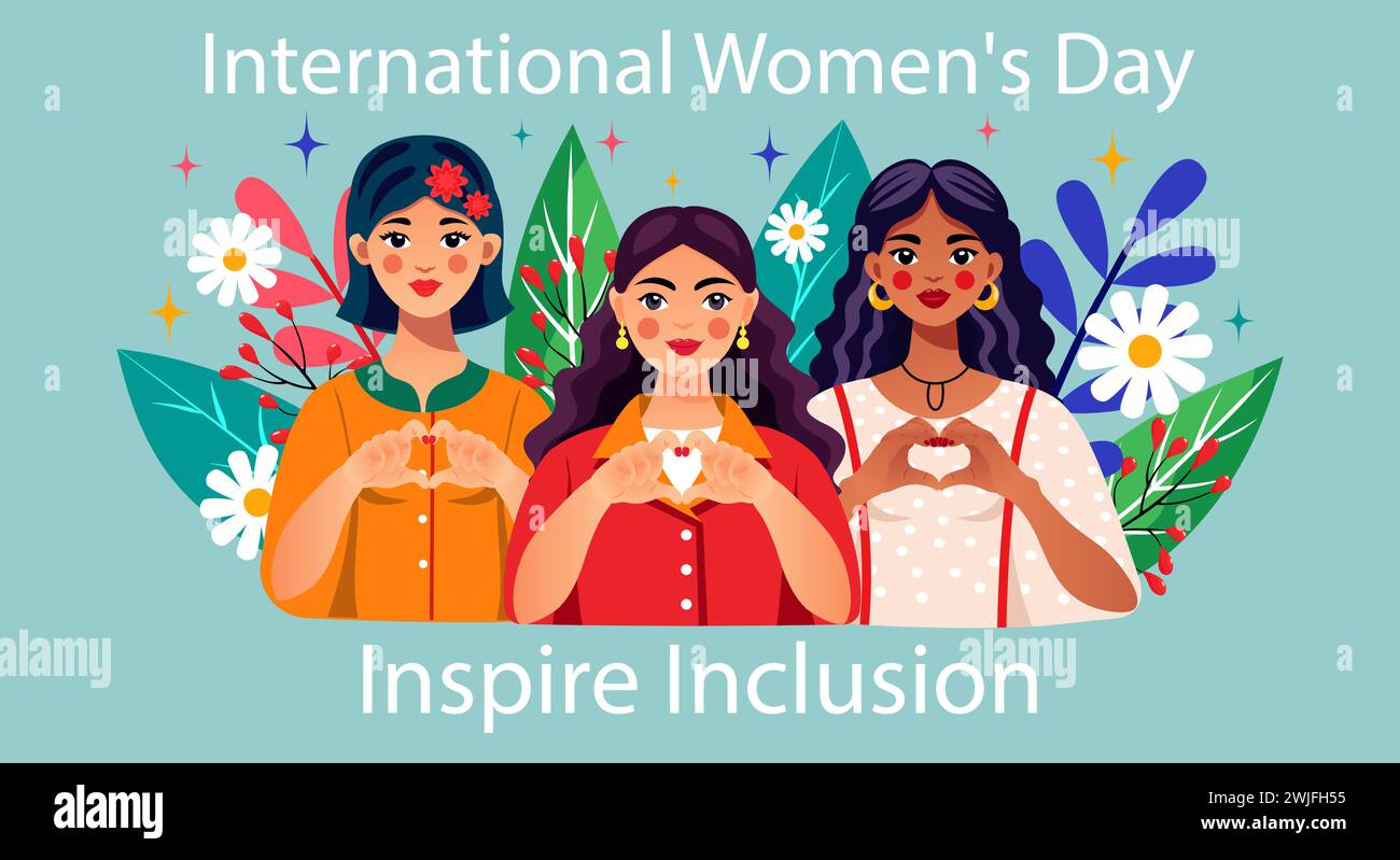 International Womens Day Greeting Background With Slogan Inspire