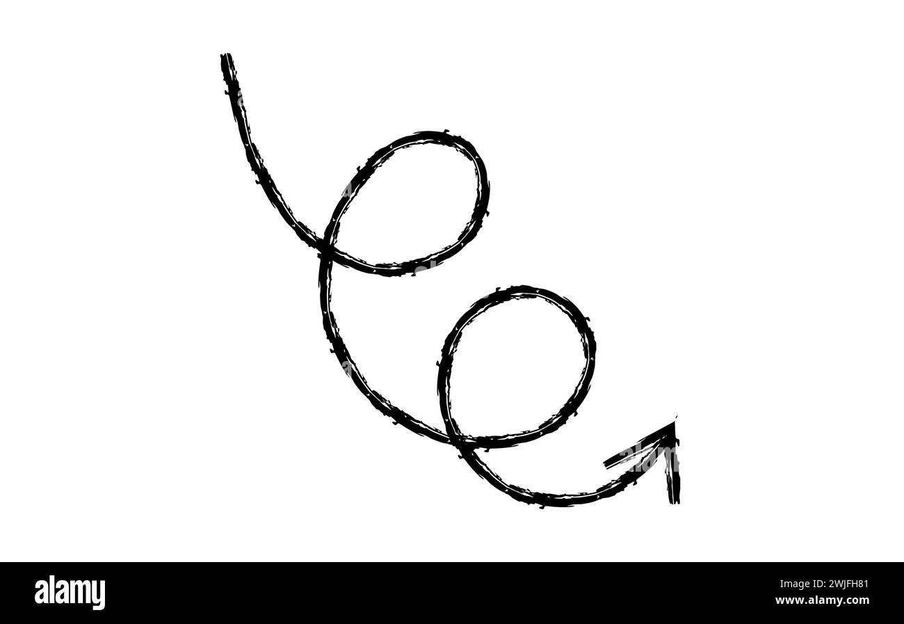 Hand drawn crayon chalk charcoal line arrow. textured arrow isolated on ...