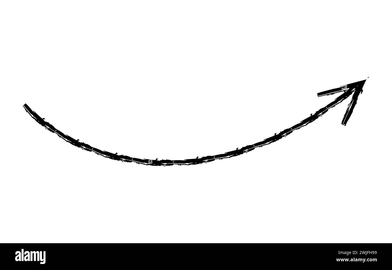 Hand drawn crayon chalk charcoal line arrow. textured arrow isolated on ...