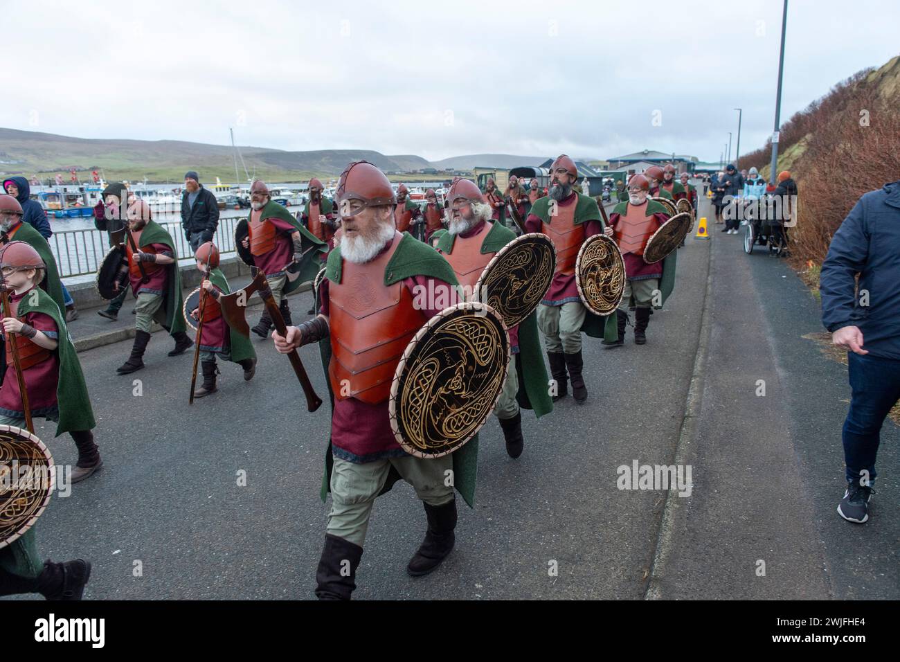 2024 Guizer Jarl John Robert leads his squad through Shetland town ...