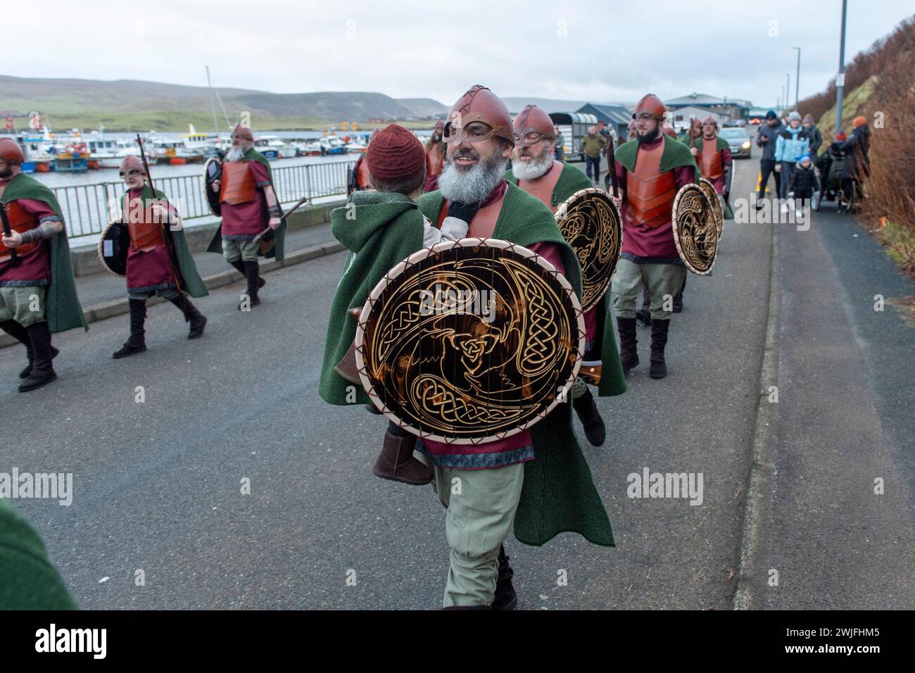 2024 Guizer Jarl John Robert leads his squad through Shetland town ...