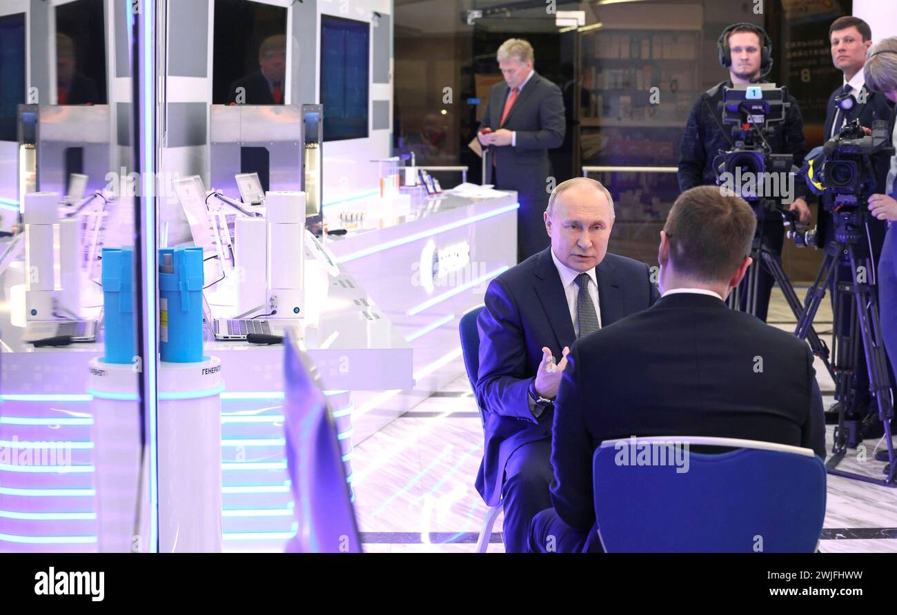 Moscow, Russia. 15th Feb, 2024. Russian President Vladimir Putin is ...