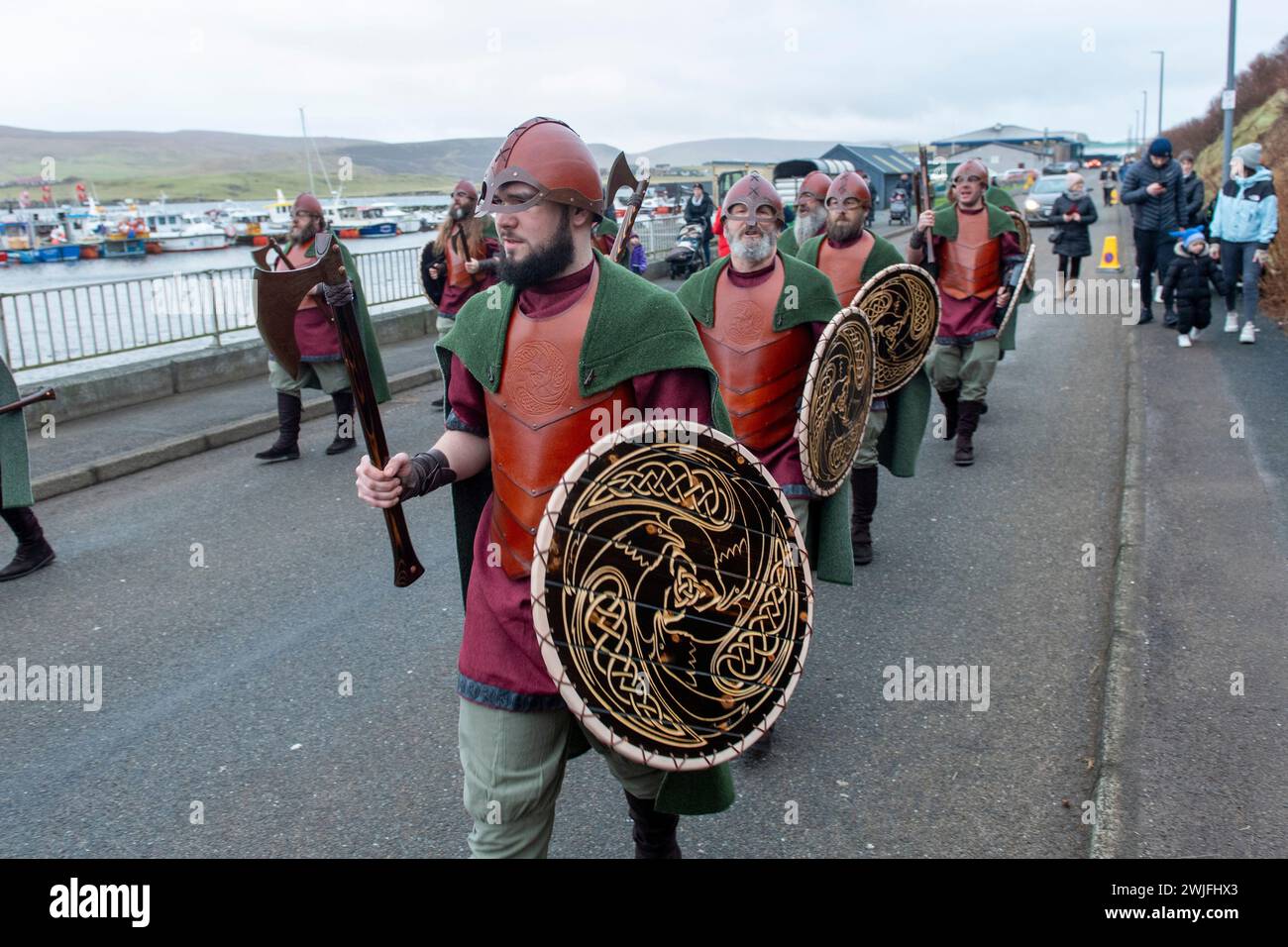 2024 Guizer Jarl John Robert leads his squad through Shetland town ...