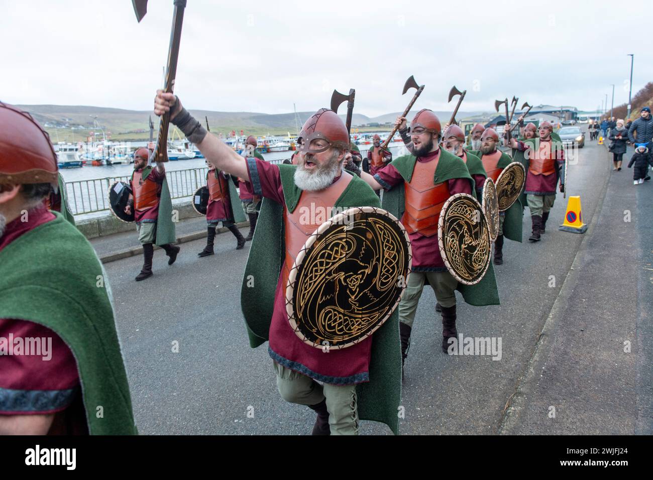 2024 Guizer Jarl John Robert leads his squad through Shetland town ...