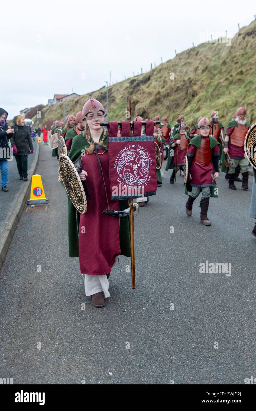 2024 Guizer Jarl John Robert leads his squad through Shetland town ...
