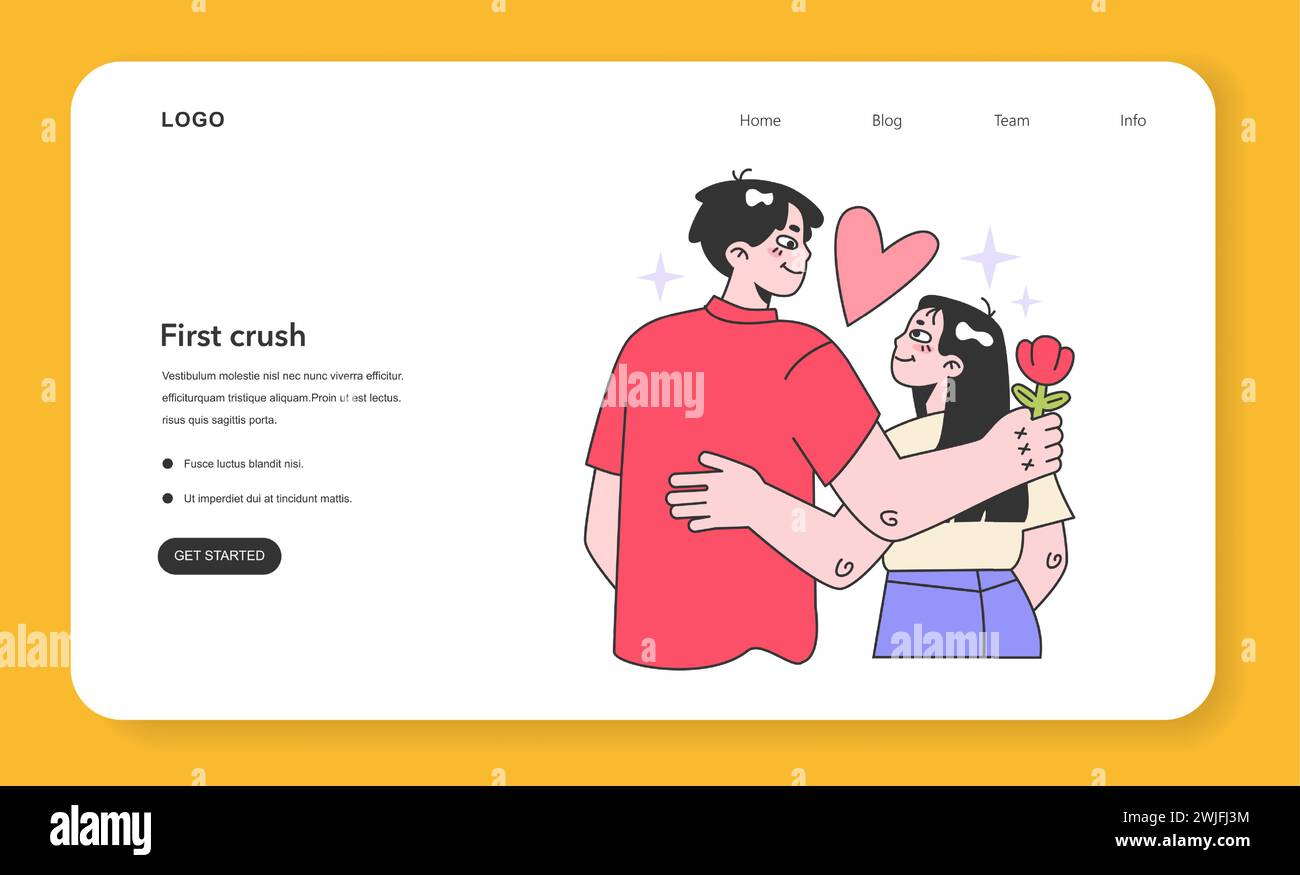 First love or crush web banner or landing page. Cute romantic couple ...