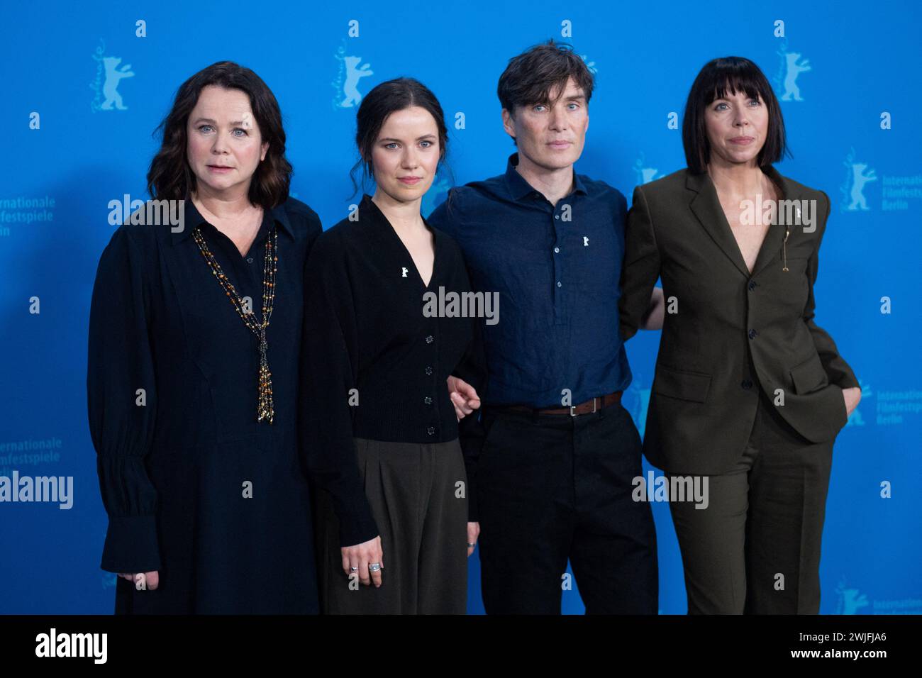 Berlin, Germany. 15th Feb, 2024. Emily Watson, Zara Devlin, Cillian Murphy and Eileen Walsh ...