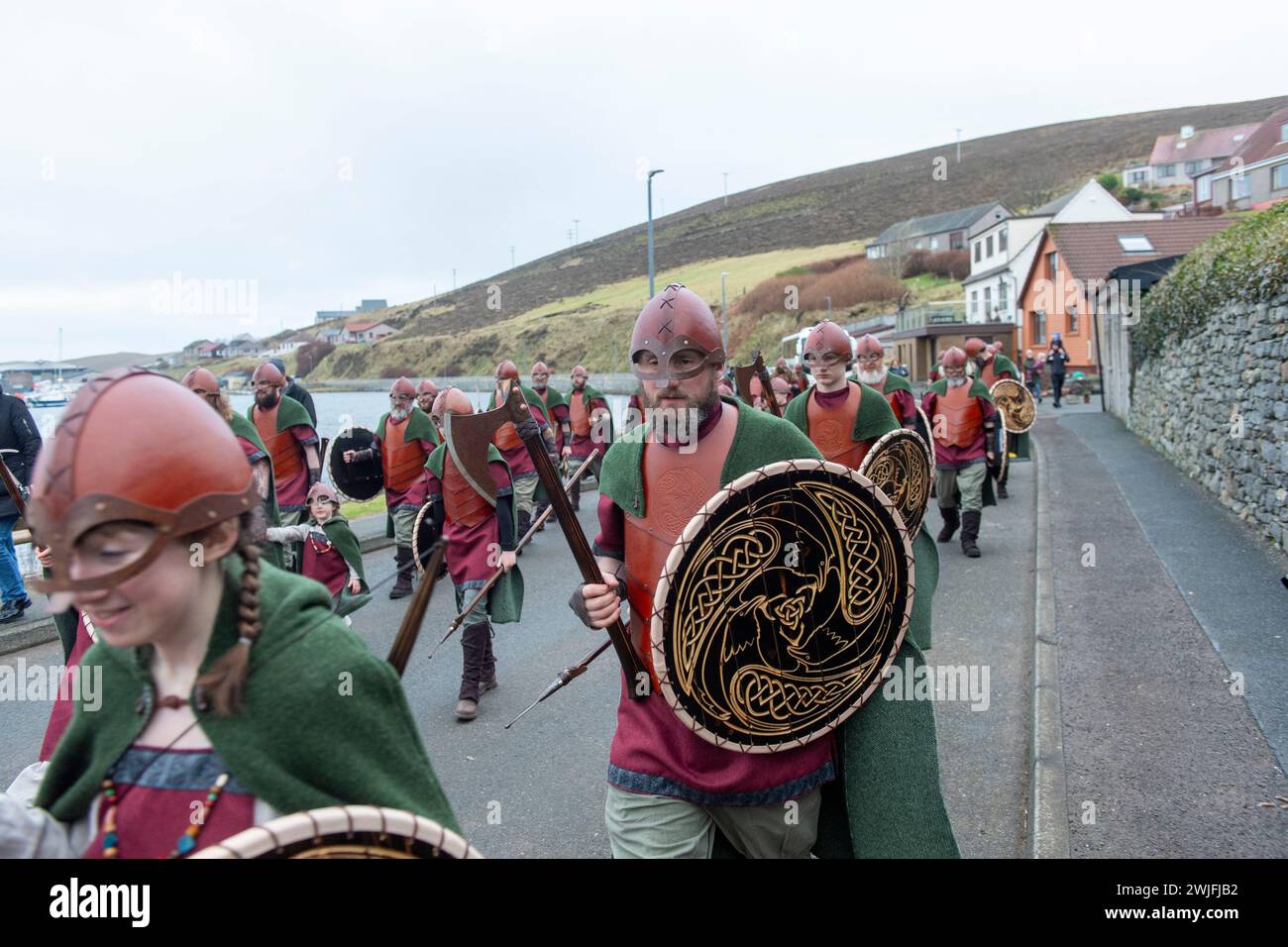 2024 Guizer Jarl John Robert leads his squad through Shetland town ...