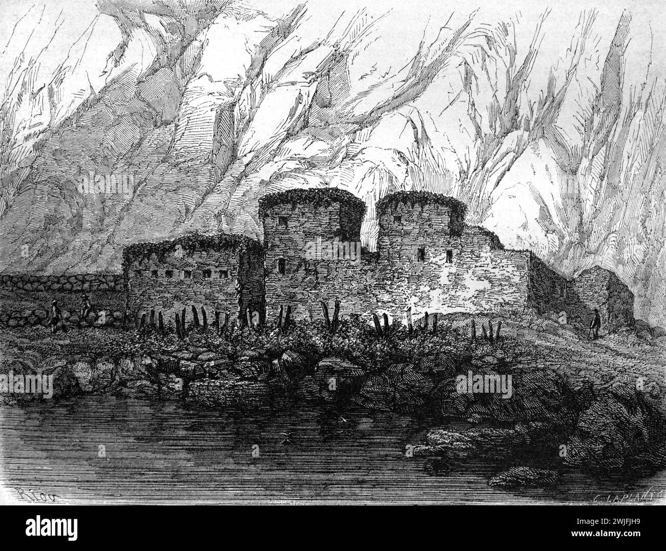 Rammed Earth, Adobe or Pisé Fortress, Fort or Castle in the Urubamba ...